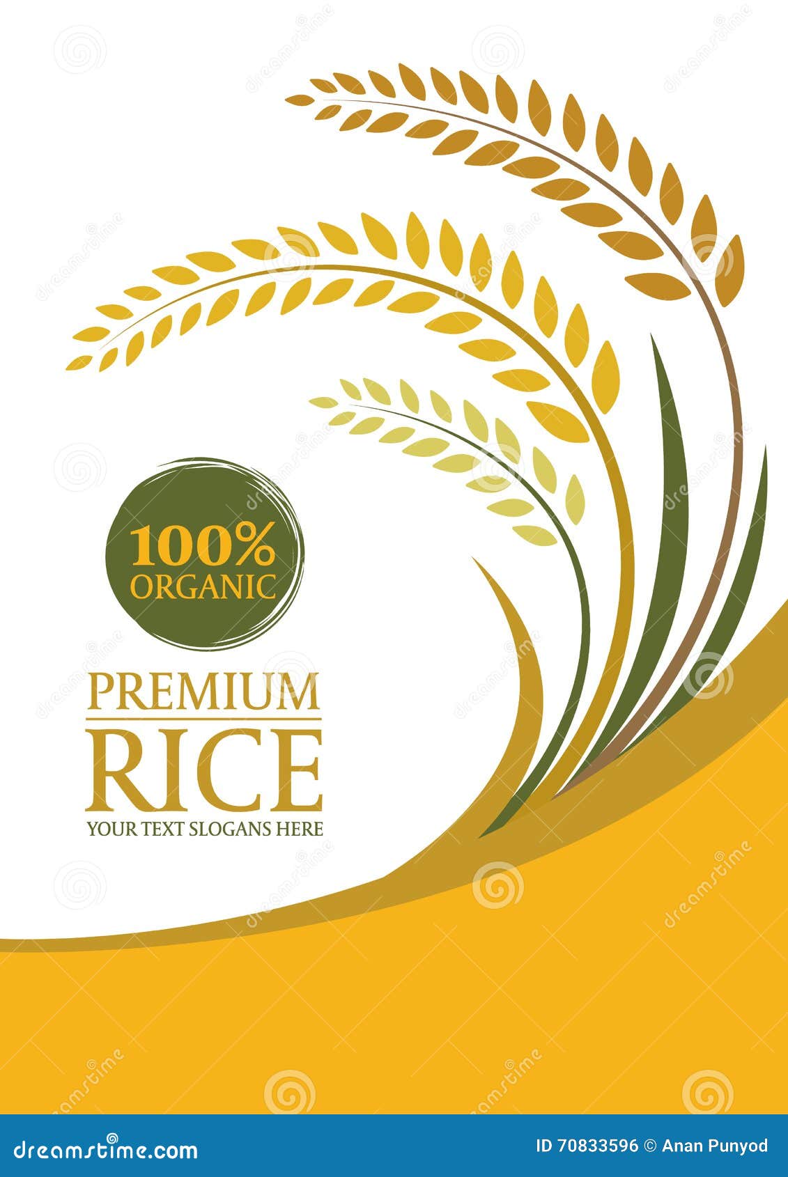 Paddy Rice Vector Labels. Organic Natural Product Emblems ...