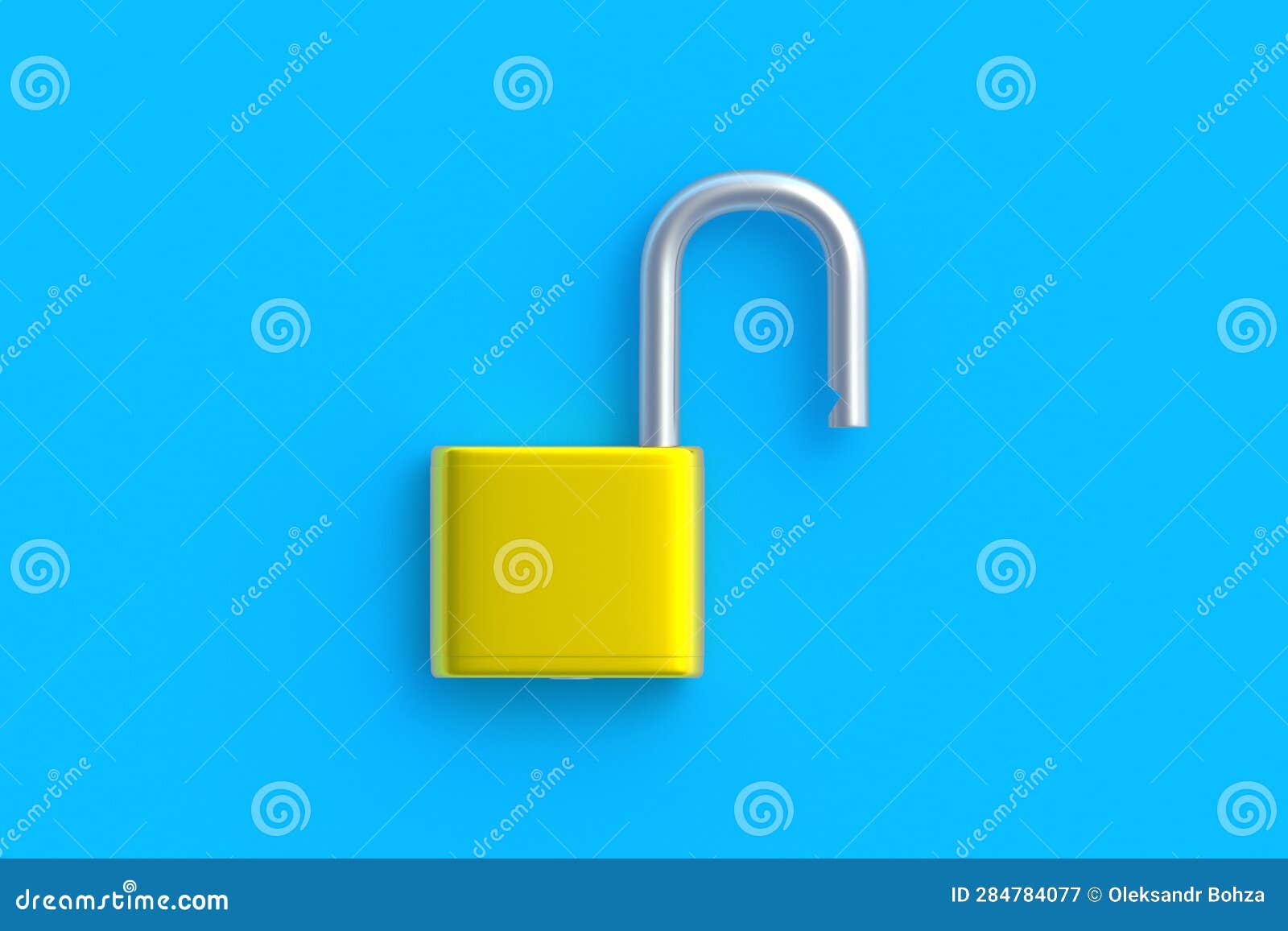 Yellow Padlock on Blue Background Stock Illustration - Illustration of ...