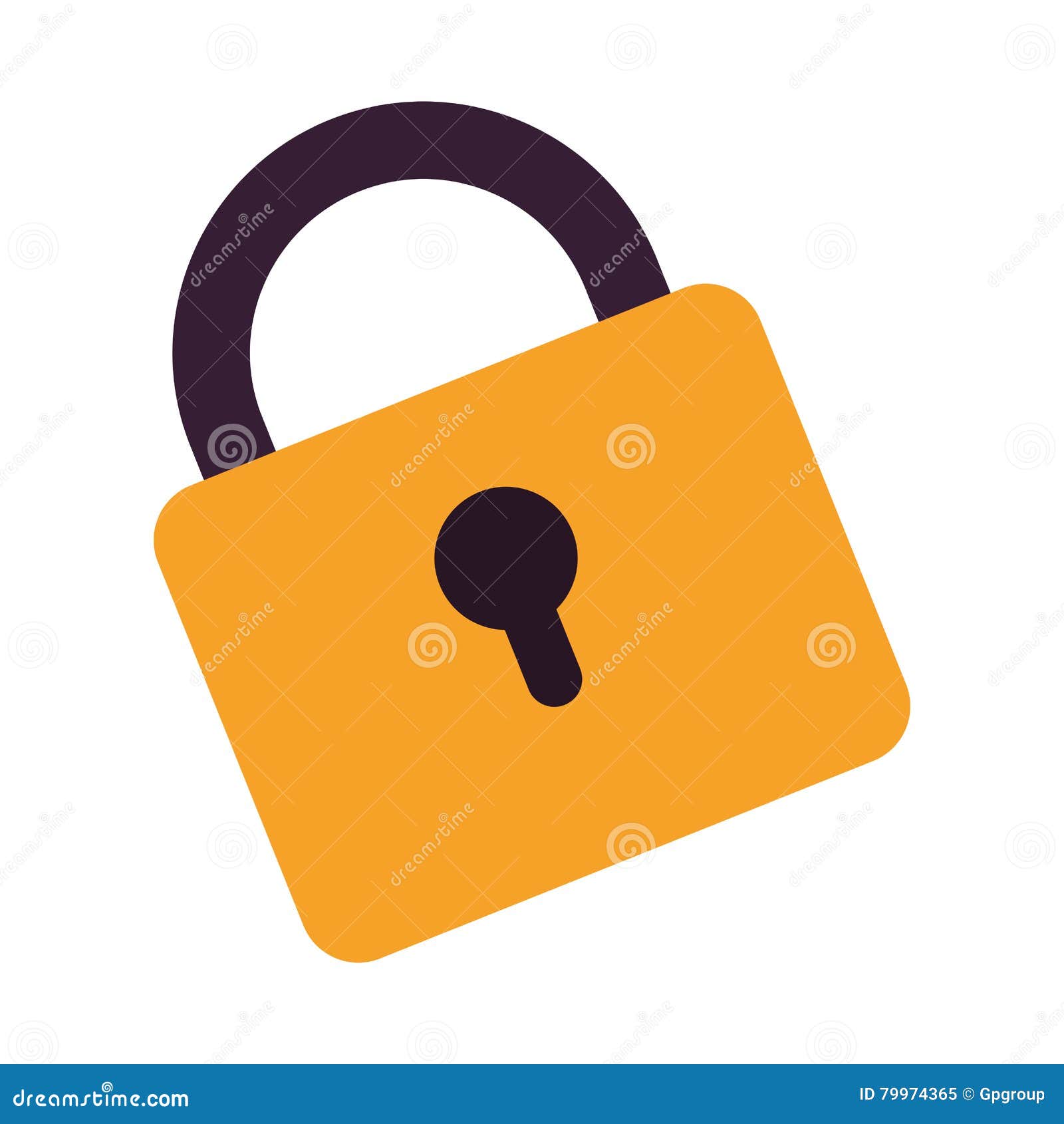 Yellow padlock icon stock vector. Illustration of flat - 79974365