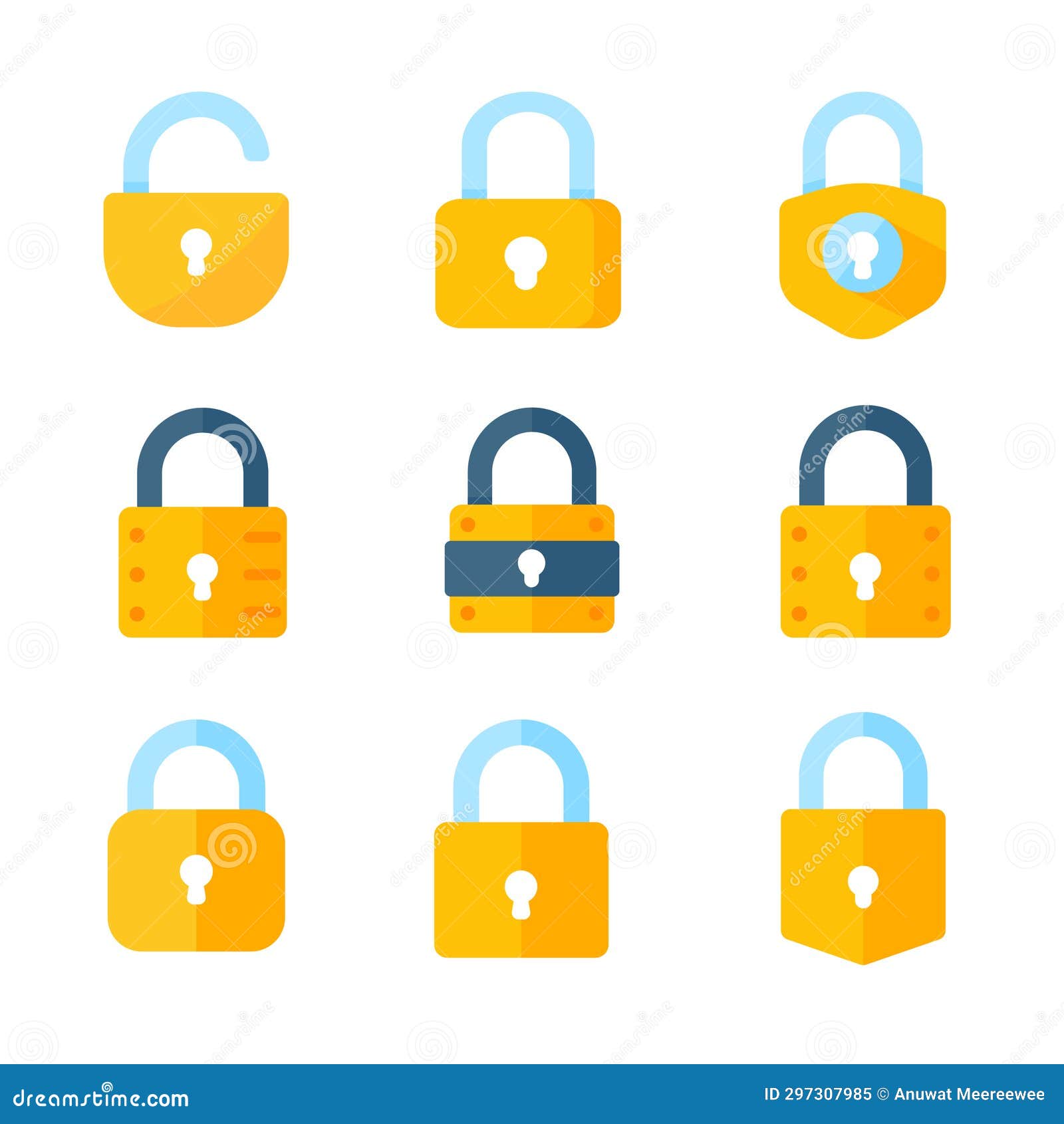 Yellow Padlock for Locking the Information on the Computer Data ...
