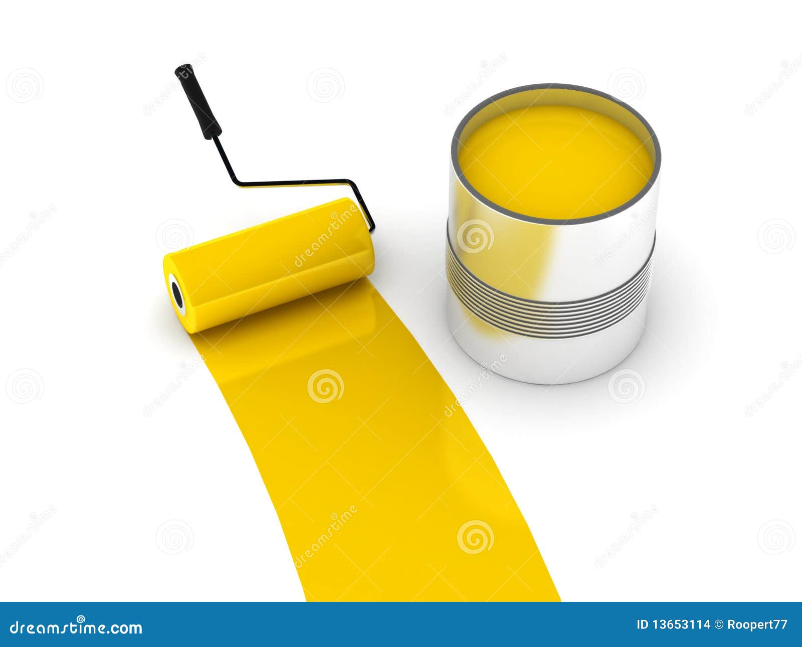 Yellow Paint Roller On A Bright Yellow Background Stock Photo ...