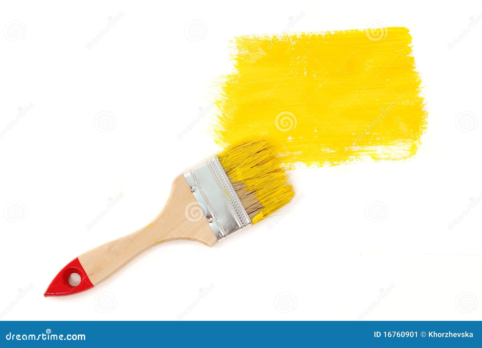 Yellow paint with brush stock image. Image of graphic - 16760901