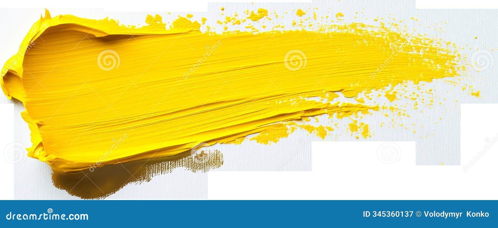 Yellow Paint Brush Stroke on Transparent Background, Artistic ...