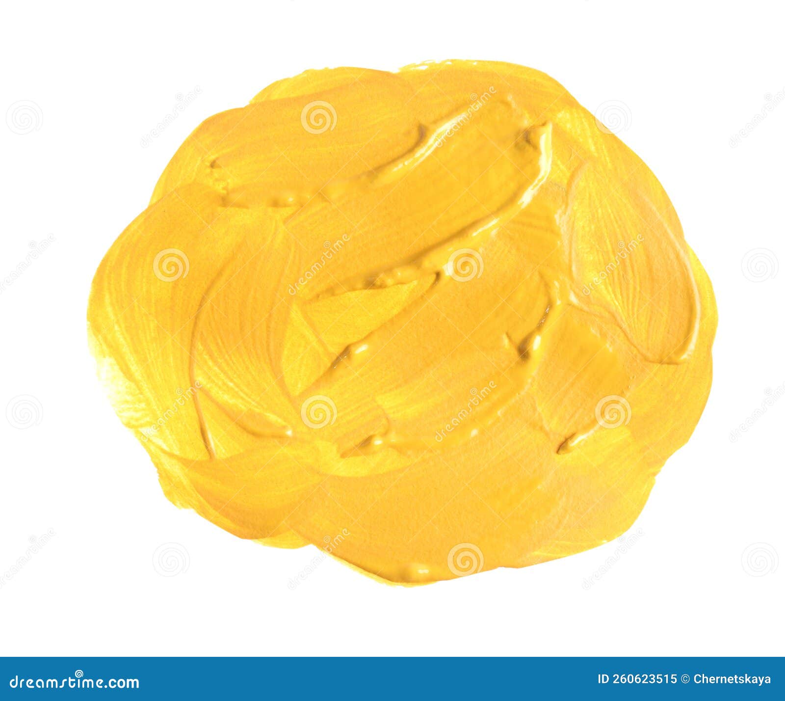 Yellow Paint Circle Drawn with Brush on White Background, Top View ...