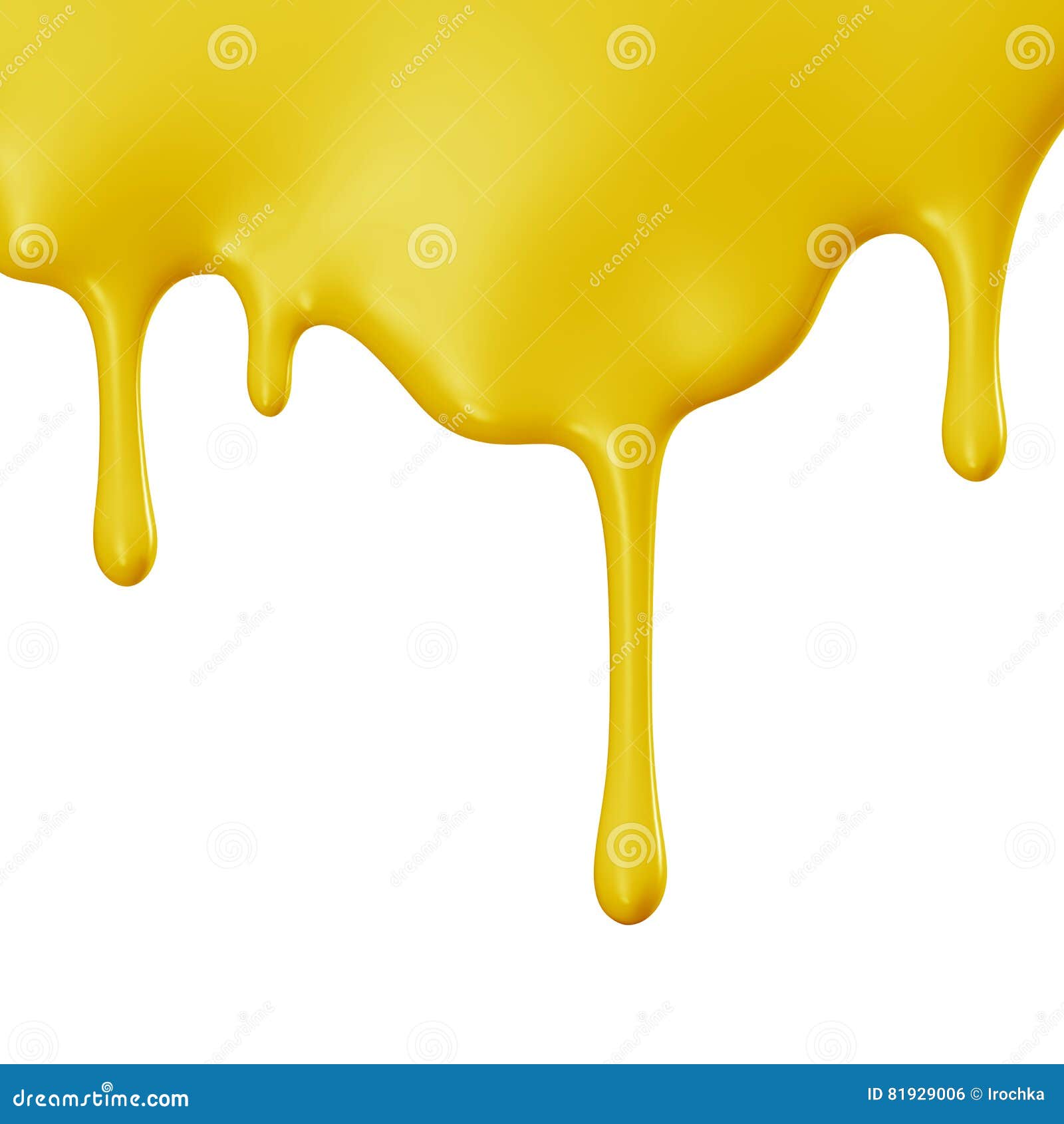 Yellow Paint Dripping Isolated Over White Background Stock Illustration ...