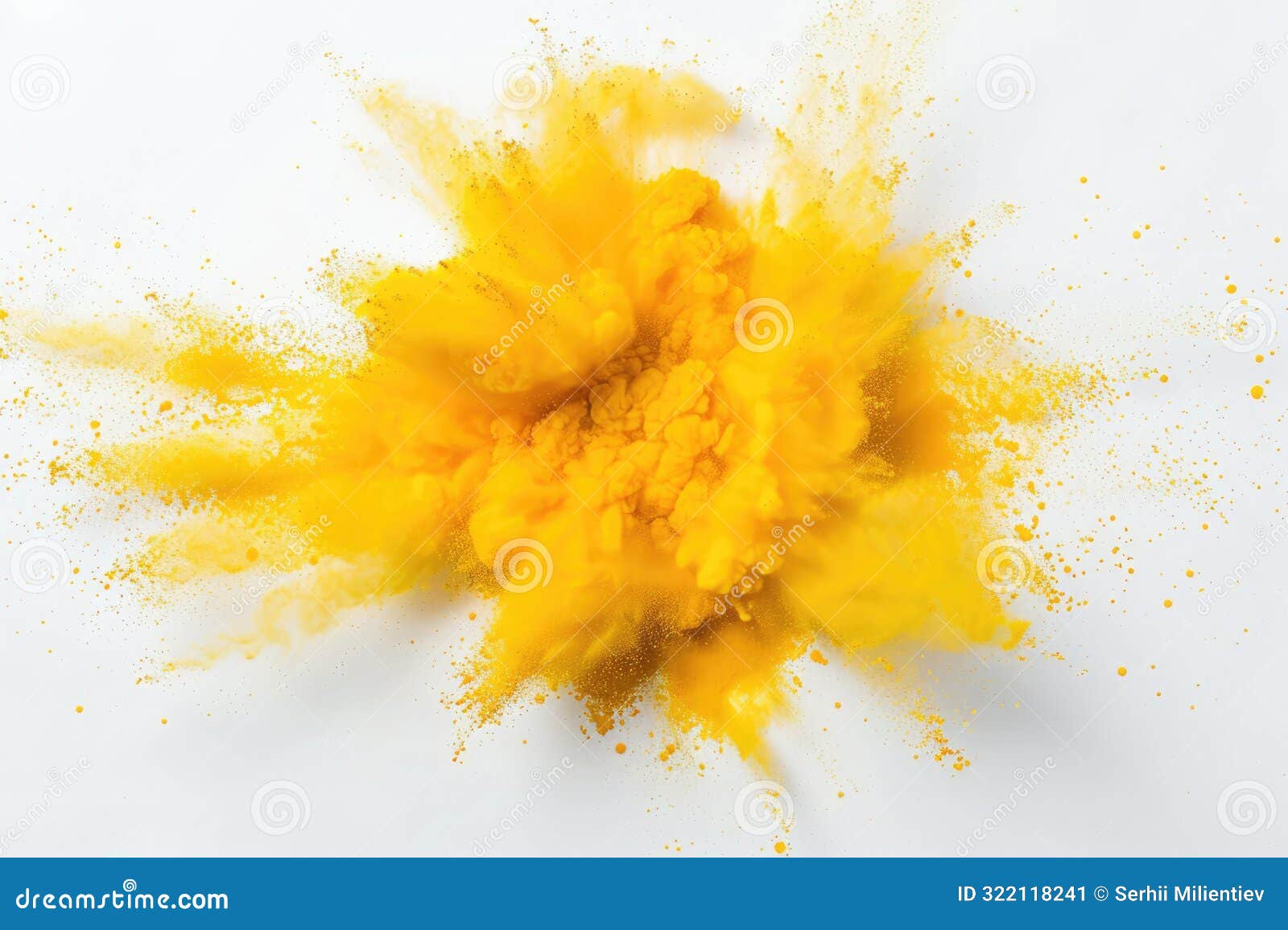 Yellow Paint Explosion Abstract Background. Coloured Cloud on White ...