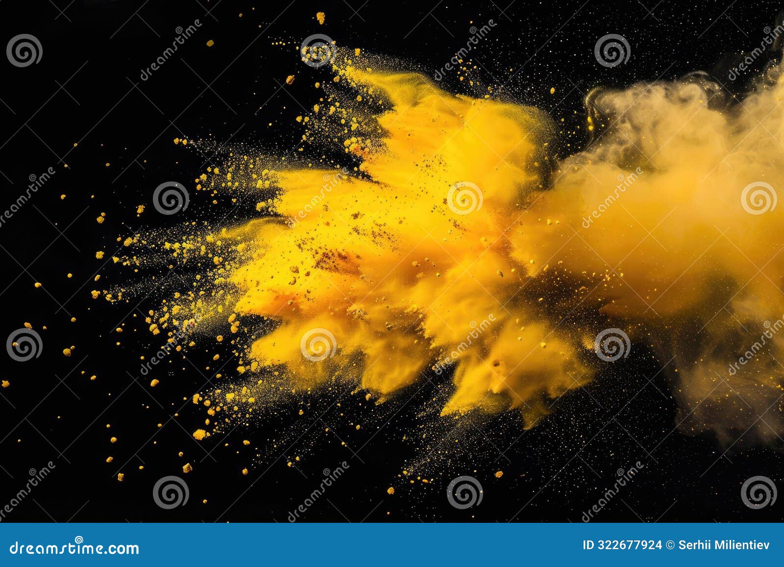 Yellow Paint Explosion Splash Abstract Background. Colorful Cloud, Dust ...