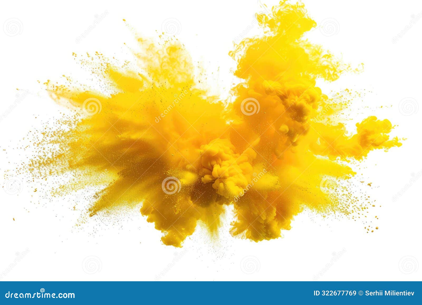 Yellow Paint Explosion Splash Abstract Background. Dust Explode on ...