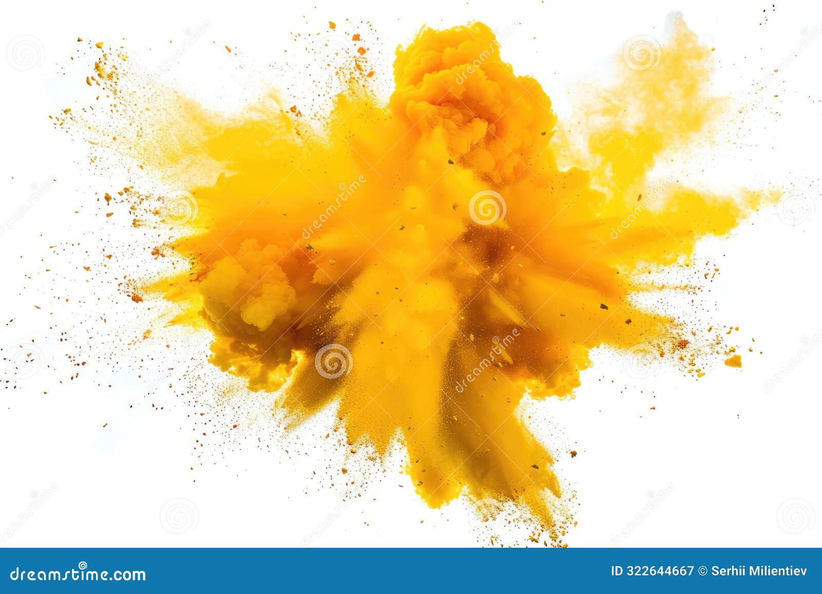 Yellow Paint Explosion Splash Abstract Background. Dust Explode on ...