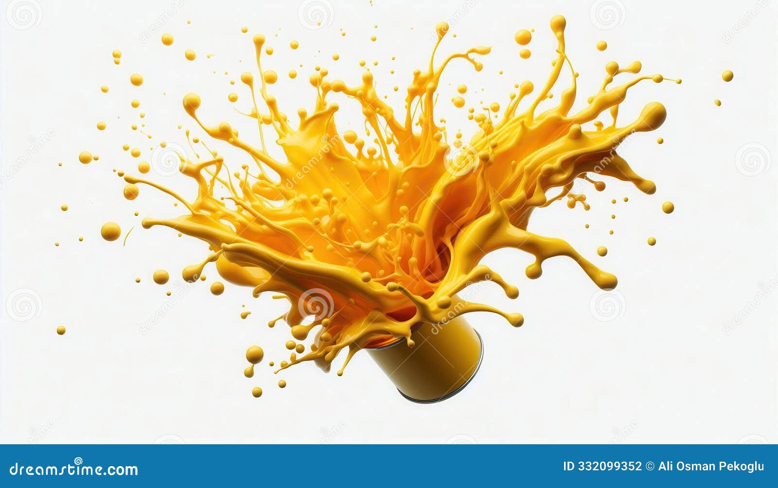 Yellow Paint Flowing on a White Background Stock Illustration ...