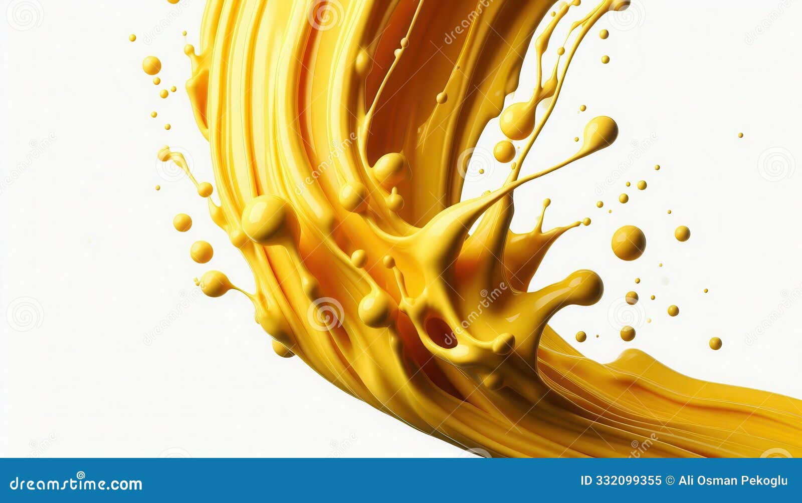 Yellow Paint Flowing on a White Background Stock Illustration ...