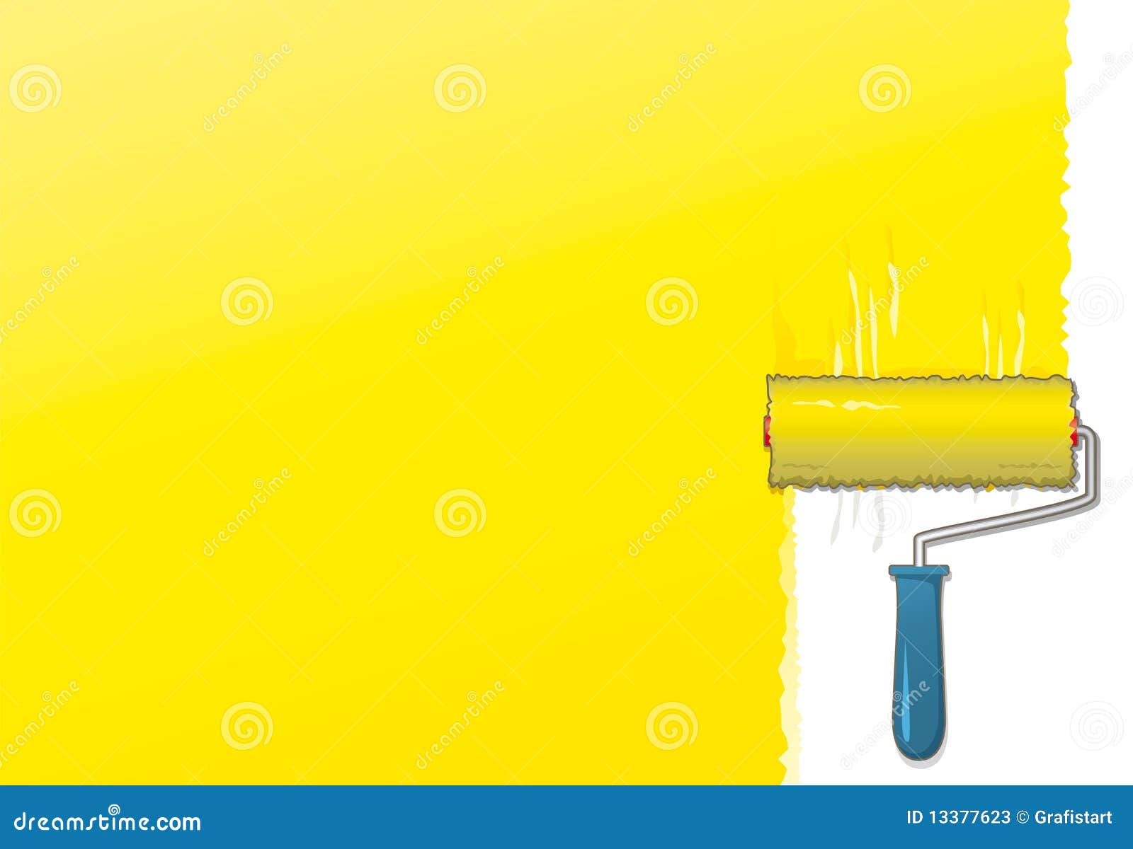 Yellow paint roller stock vector. Illustration of roll - 13377623
