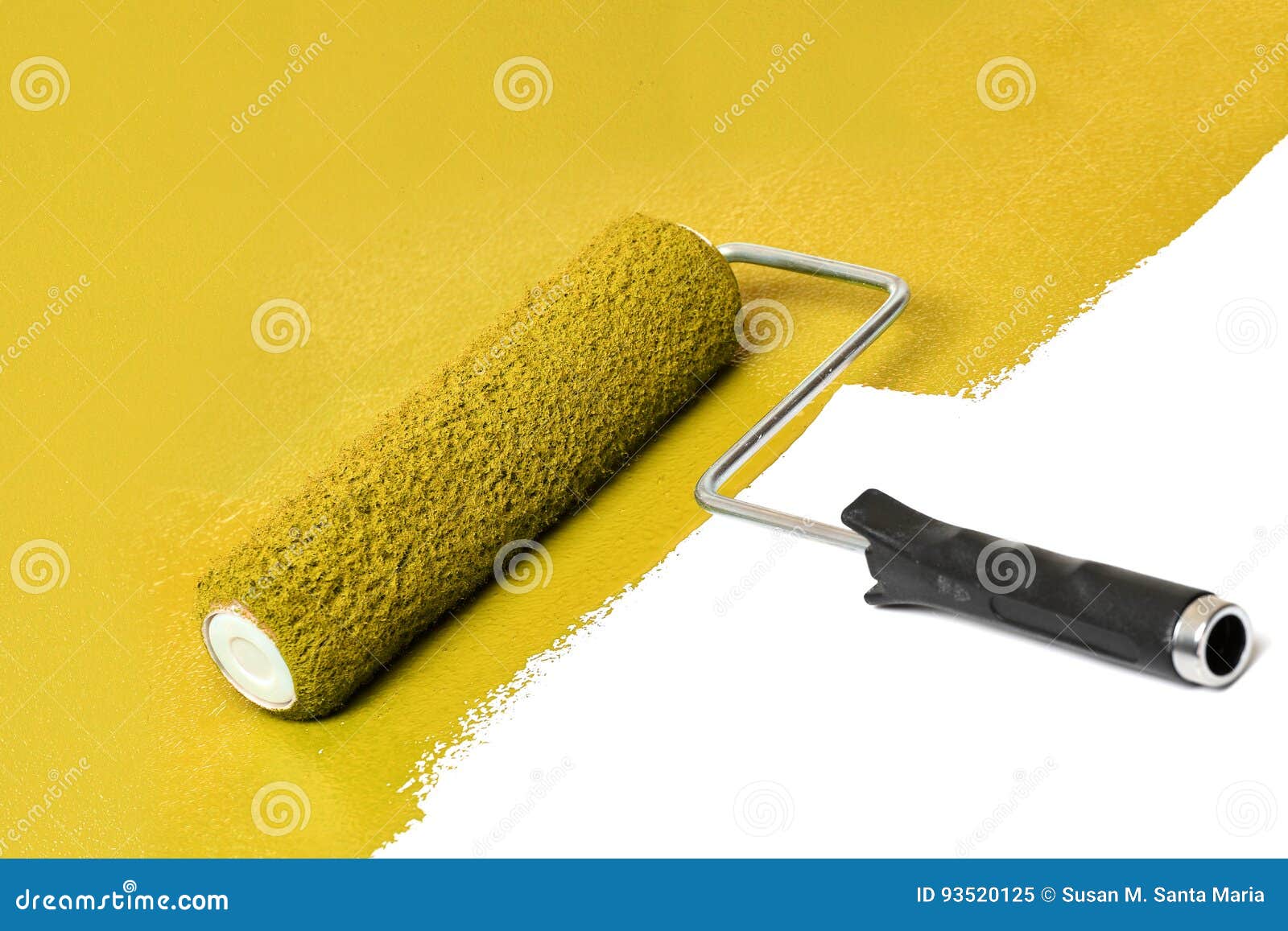 Yellow Paint Roller Over White Surface Stock Image - Image of color ...