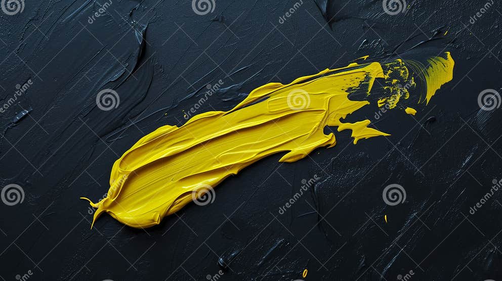 Yellow Paint Smudge on Black Surface Stock Image - Image of design ...