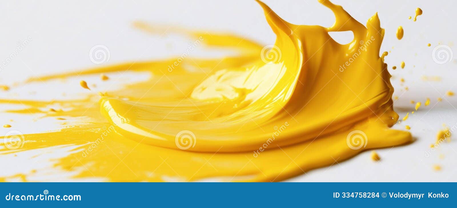 Yellow Paint Splash on White Background, Dynamic Art Concept Stock ...