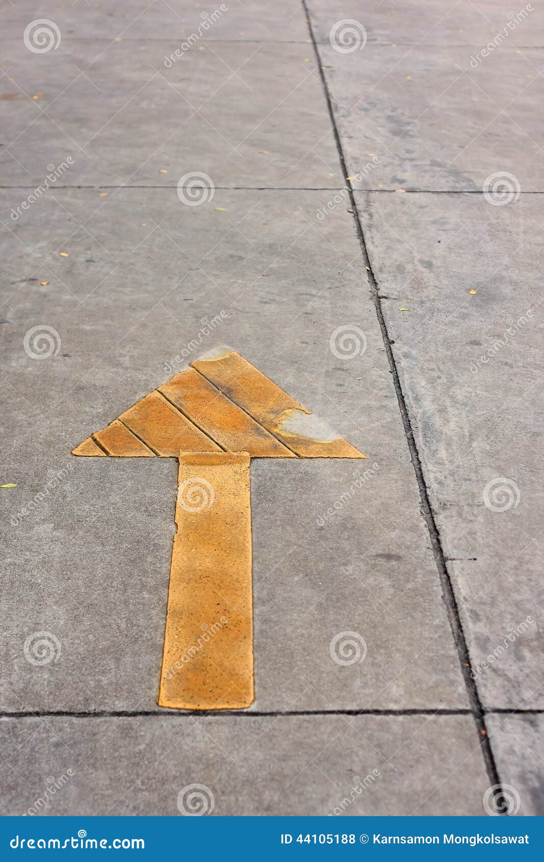 Yellow Painted Arrow Sign on Street Stock Photo - Image of background ...