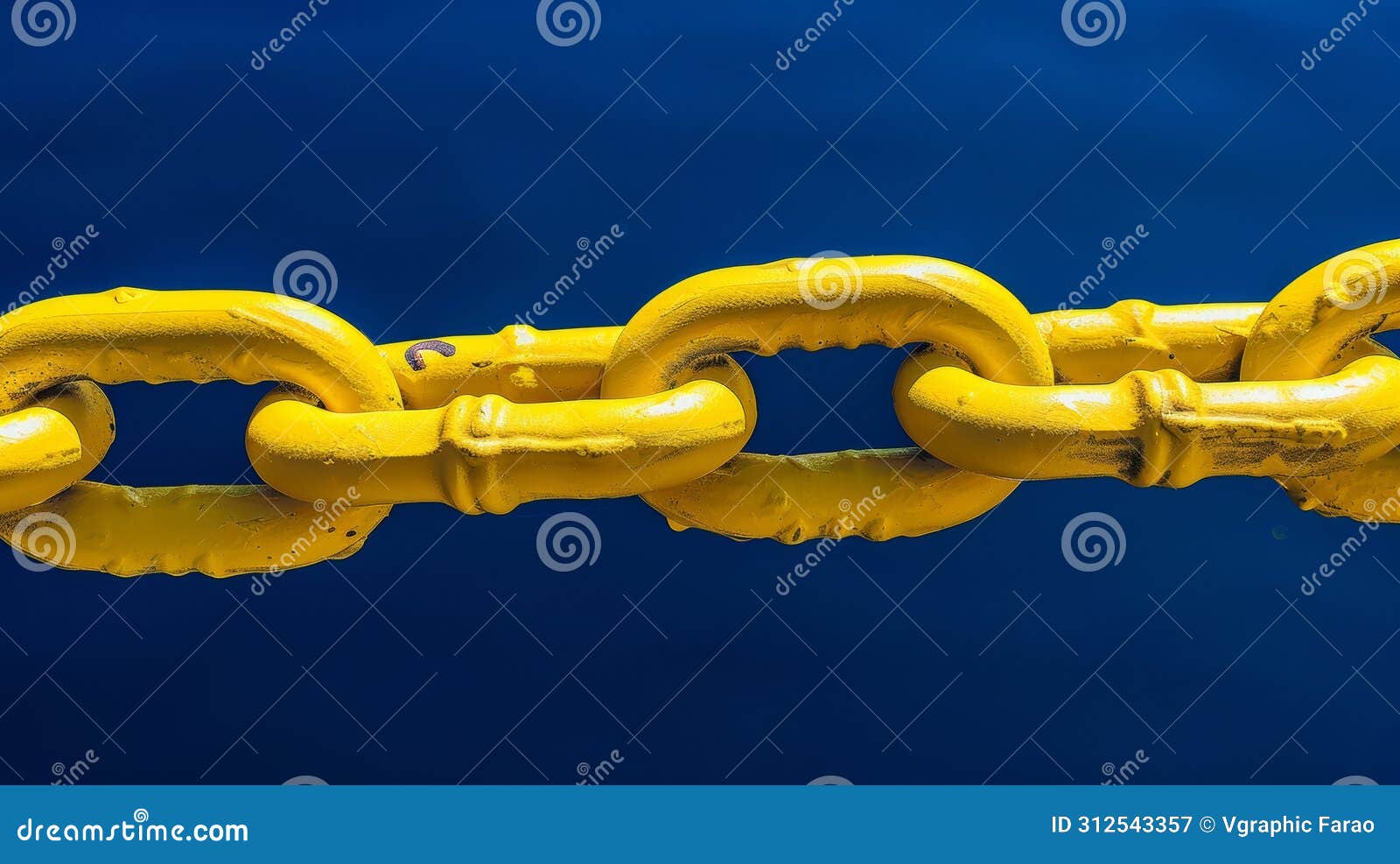 Yellow Painted Chains with a Blue Background Stock Image - Image of ...