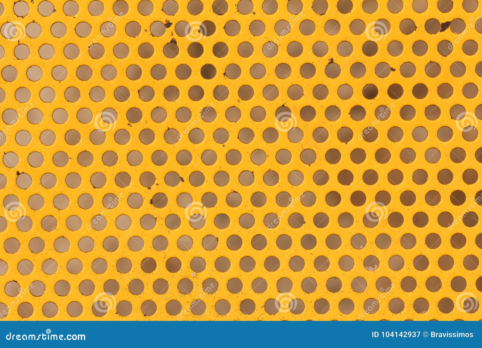 Yellow Painted Circle Perforated Metal Panel Texture and Background ...