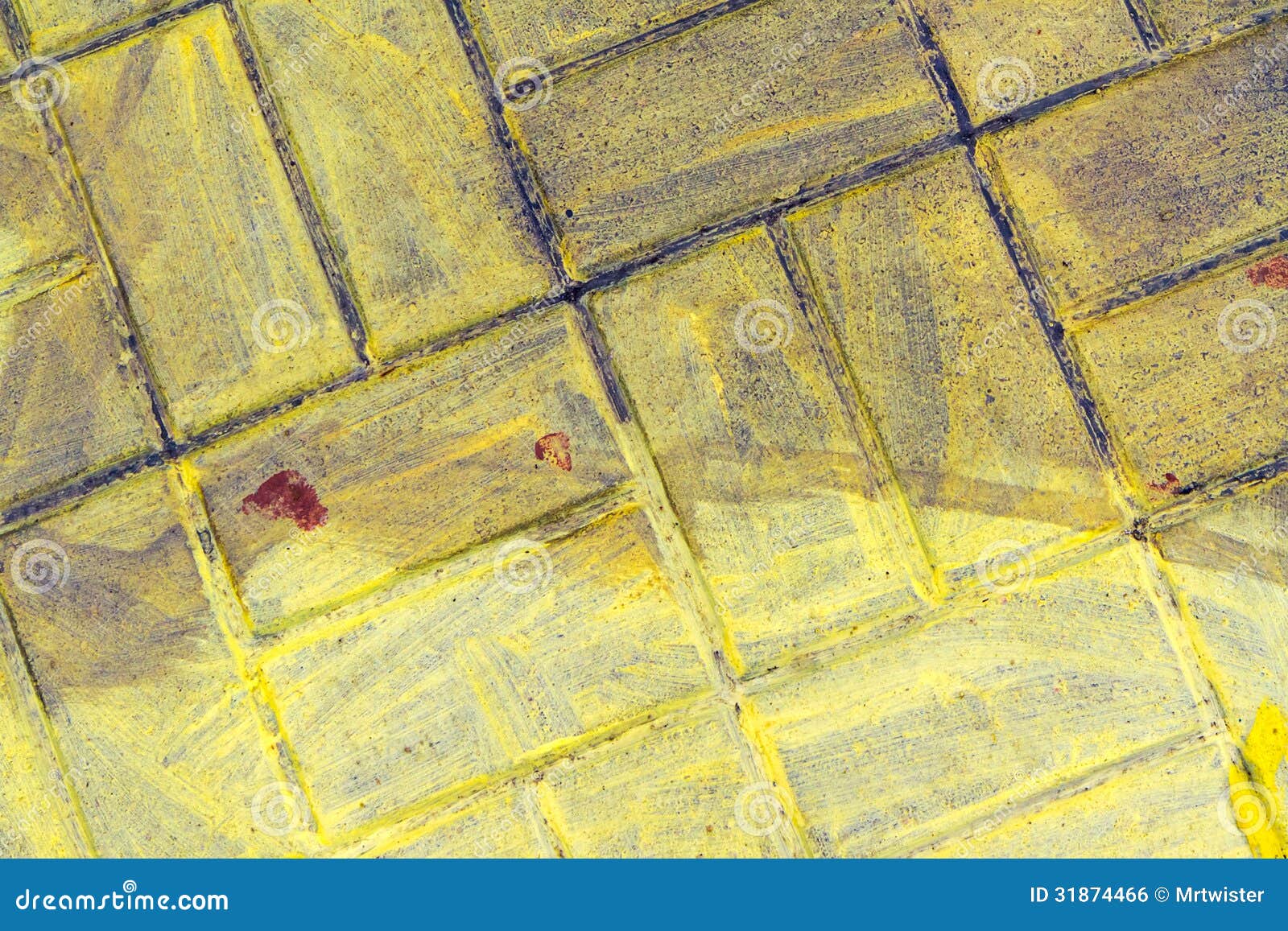 Yellow painted pavement stock photo. Image of cobblestone - 31874466