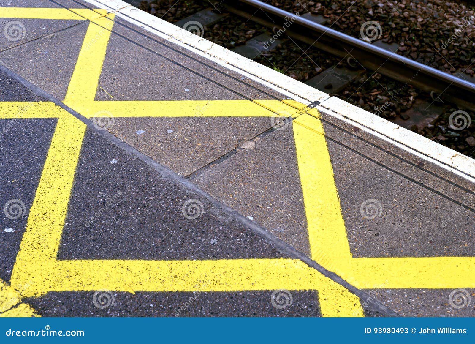 Yellow Painted Train Station Warning Signs Stock Image - Image of ...