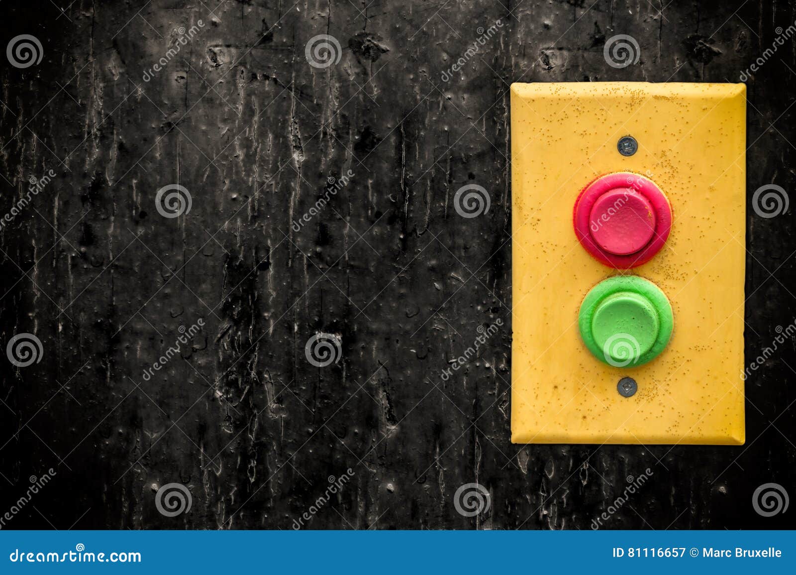 Yellow Panel with Rempty Red and Green Buttons Stock Image - Image of ...