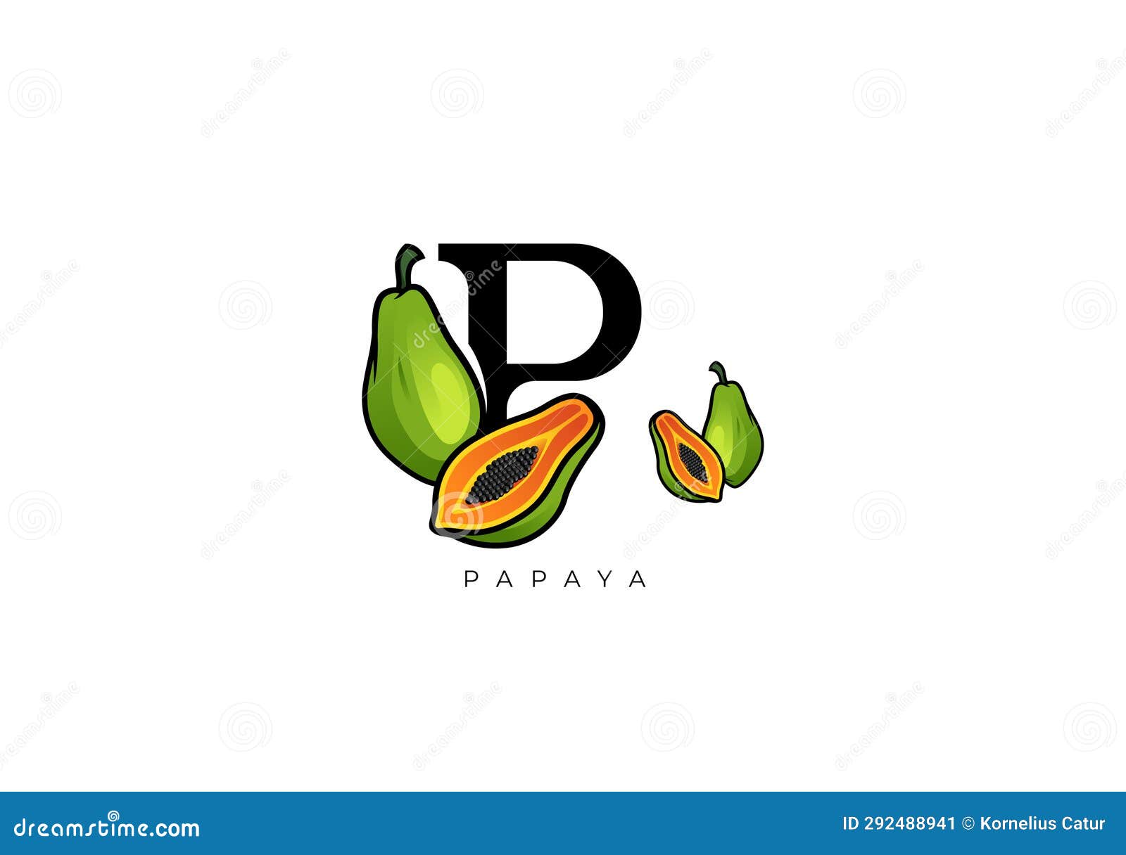 Yellow PAPAYA FRUIT Vector, Great Combination of Papaya Fruit Symbol ...