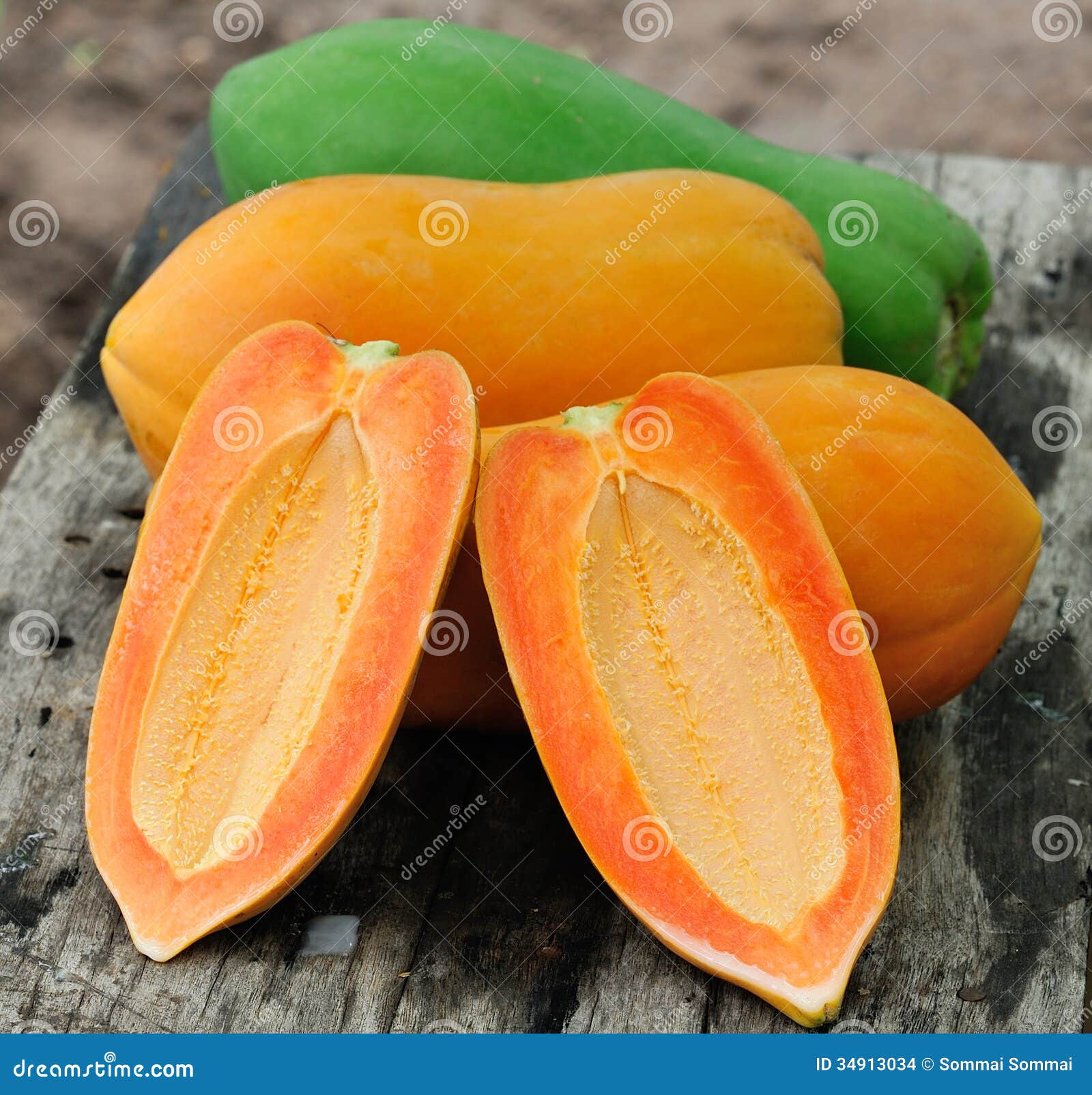 Yellow Papaya in the Garden Stock Photo - Image of fragrant, delicious ...