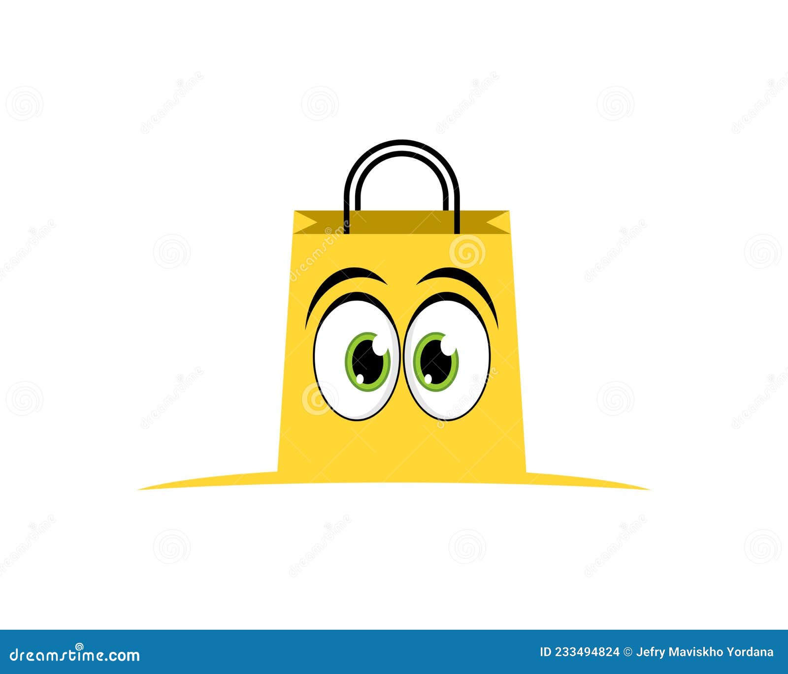 Yellow Paper Bag with Cartoon Eye Inside Stock Illustration ...