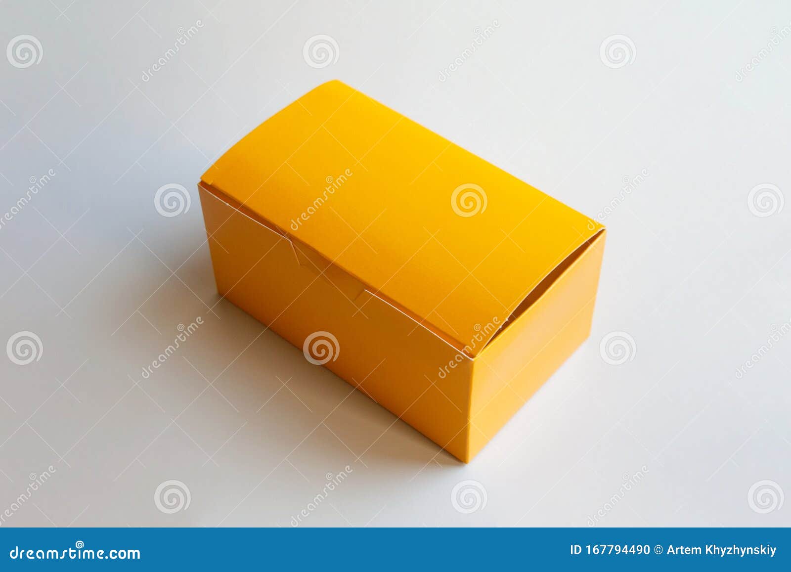 Yellow Paper Box Container on White Background Stock Photo - Image of ...