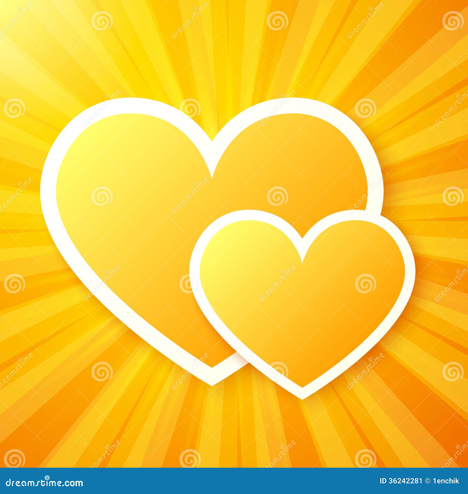 Yellow Paper Hearts on Shining Vector Background Stock Vector ...