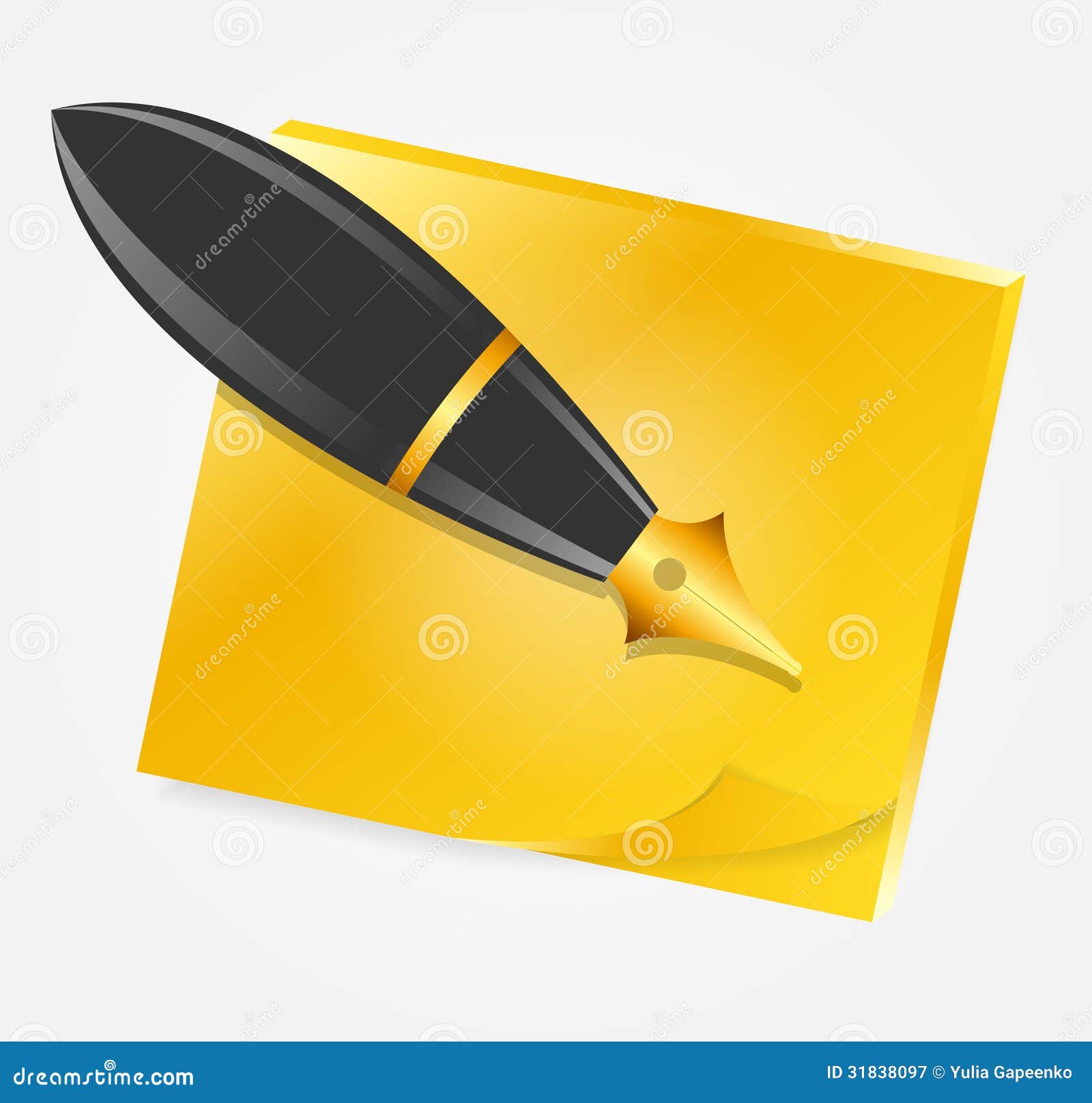 Yellow Paper with Ink Pen Icon Vector Illustration Stock Vector ...
