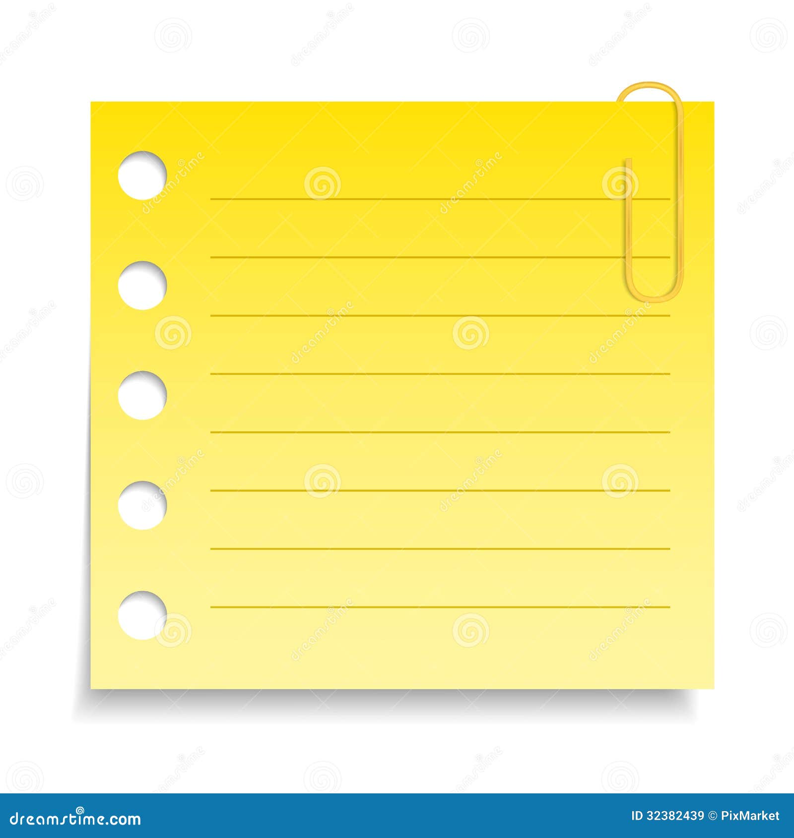 Yellow Paper Note stock vector. Illustration of binder - 32382439