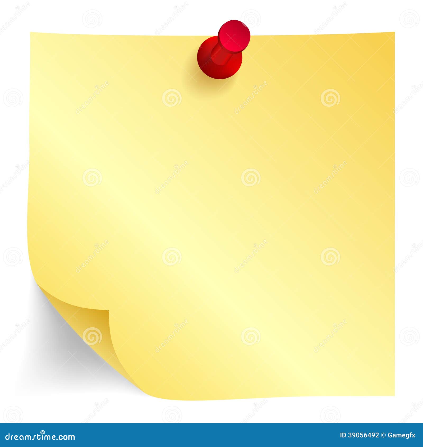 Yellow Paper Note with Red Pin Stock Illustration - Illustration of ...