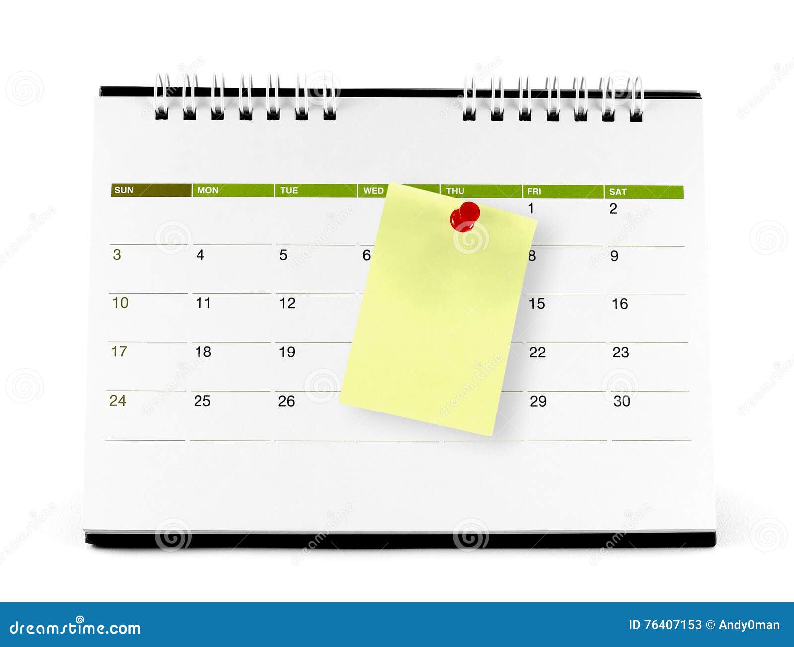 Blank Yellow Note Paper with Plastic Red Push Pin Tacked on Desk ...