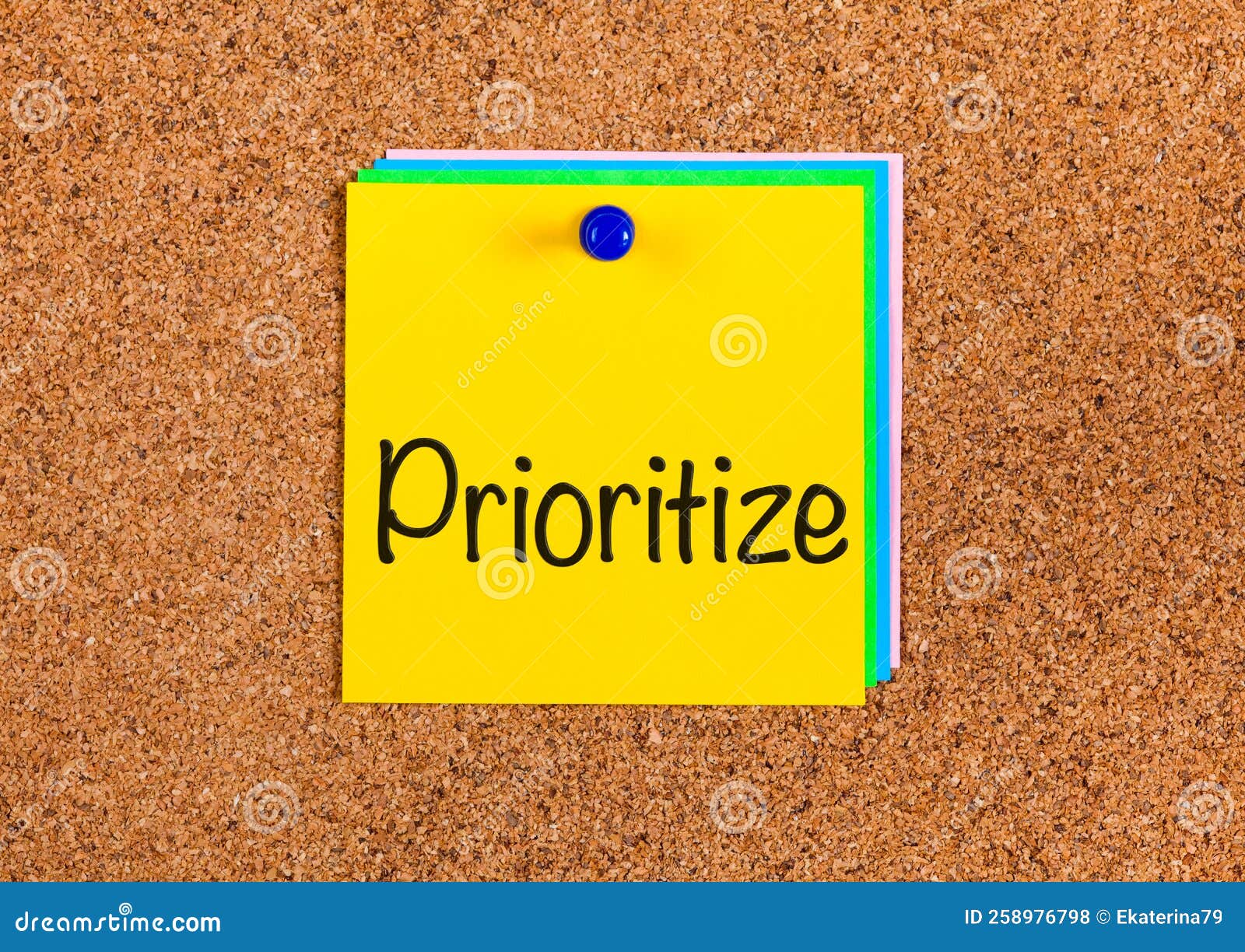 Yellow Paper Note with Word Prioritize on a Cork Board Stock Photo ...