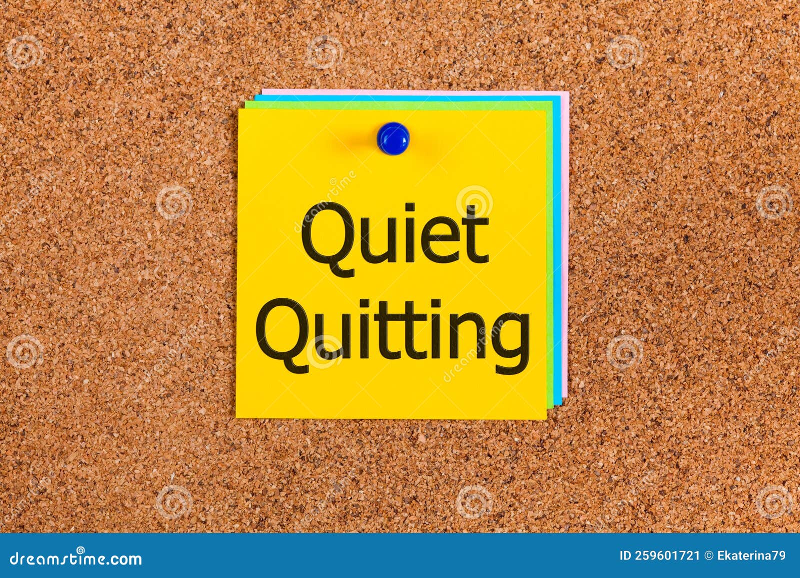 Yellow Paper Note with Words Quiet Quitting on a Cork Board Stock Image ...