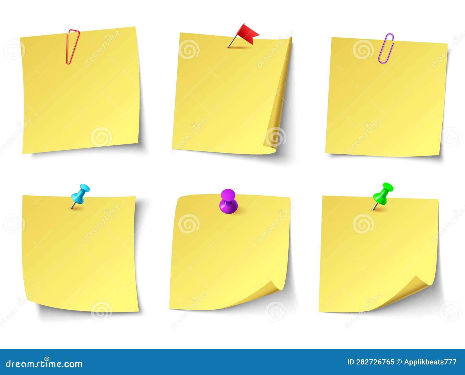 Yellow Paper Notes. Top View Note Sticker Vector Set Stock Illustration ... Yellow Paper Notes. Top View Note Sticker Vector Set Stock Illustration ...