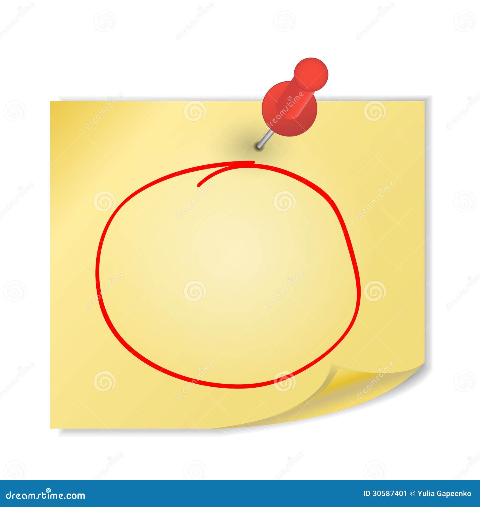 Yellow Paper with Pin on White Background Vector Stock Vector ...