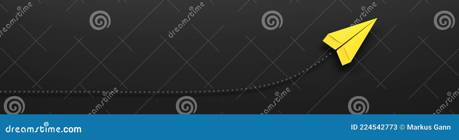 Yellow Paper Plane with Dotted Line Stock Illustration - Illustration ...