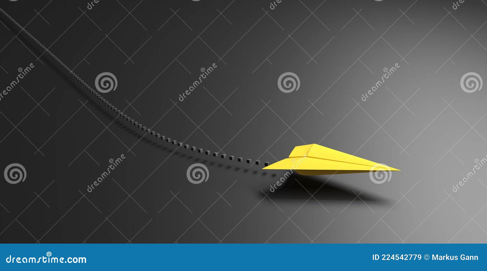 Yellow Paper Plane with Dotted Line Stock Illustration - Illustration ...