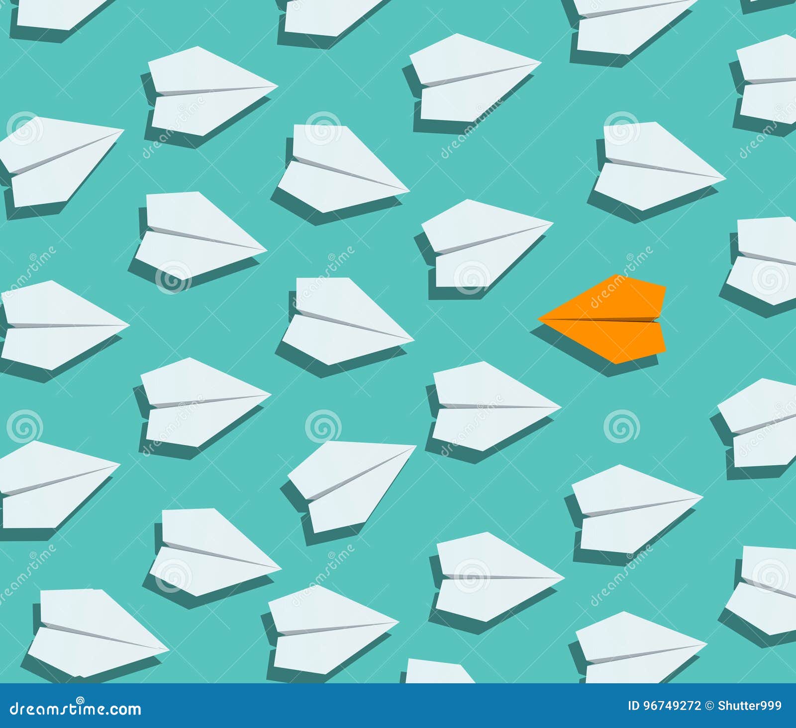 Yellow Paper Plane Going in a Different Direction Stock Illustration ...