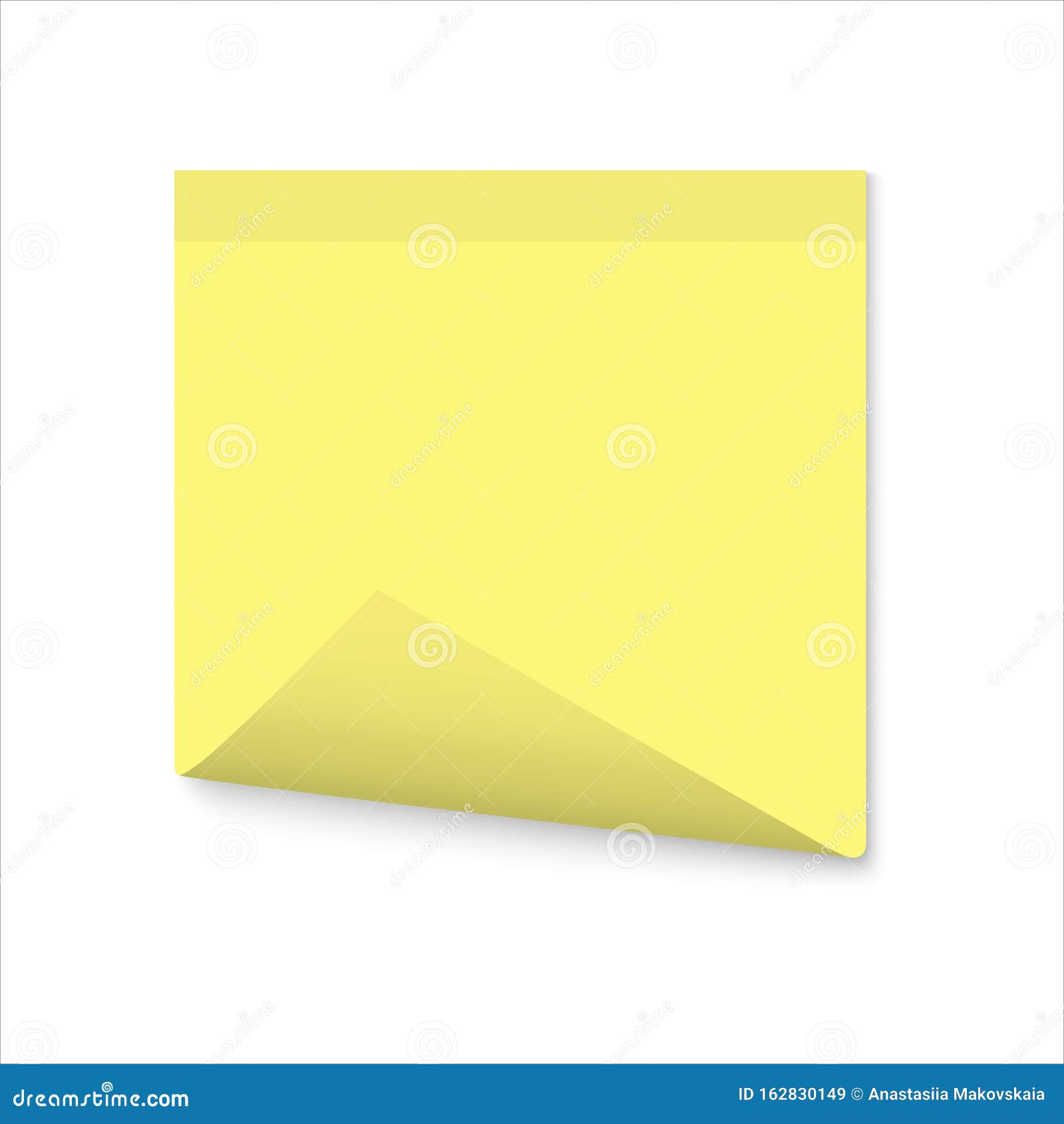 Yellow Paper Sticker with Curled Corner Isolated, Vector Blank Template ...