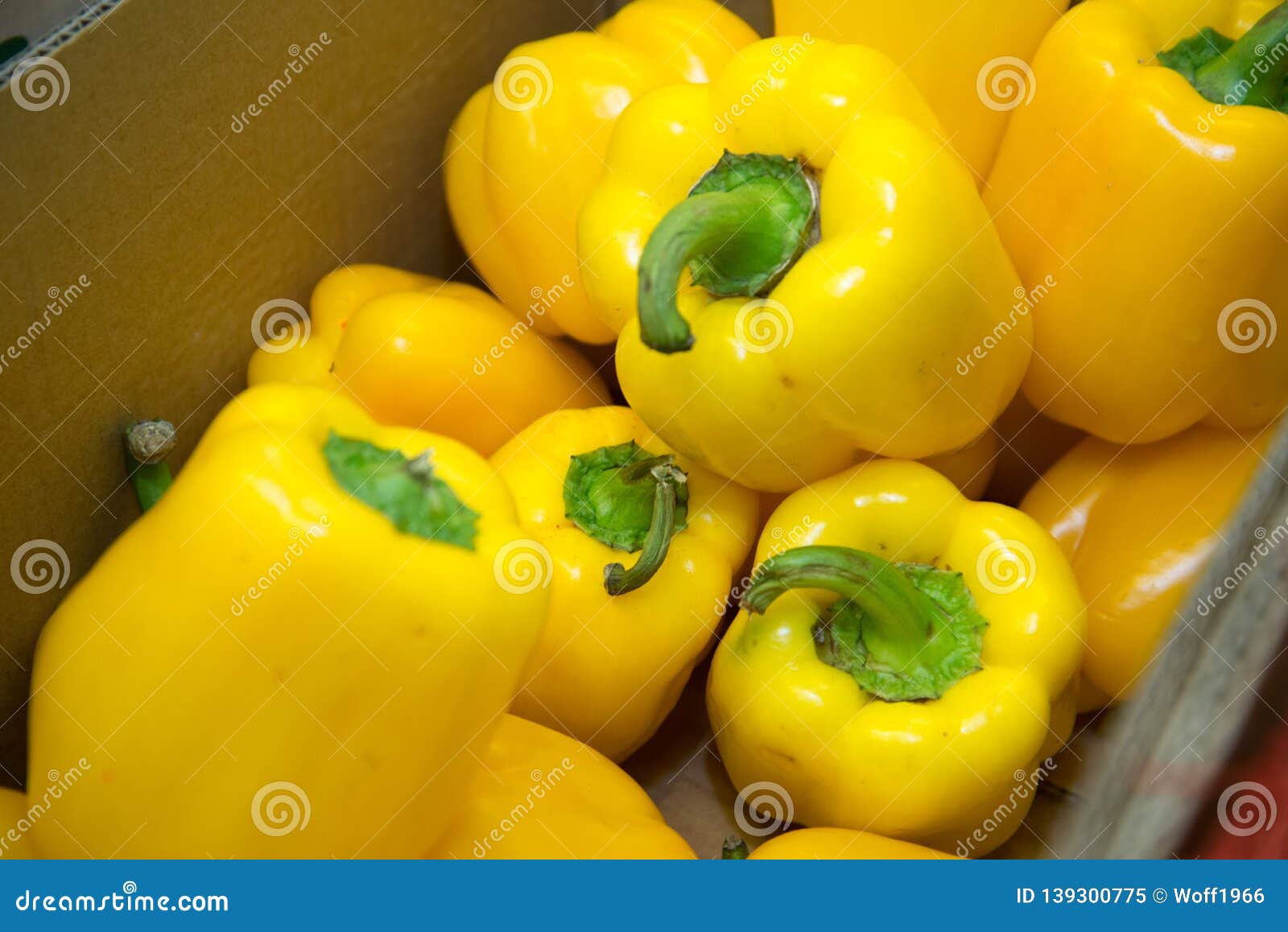 Yellow paprika in a box stock image. Image of paprika - 139300775