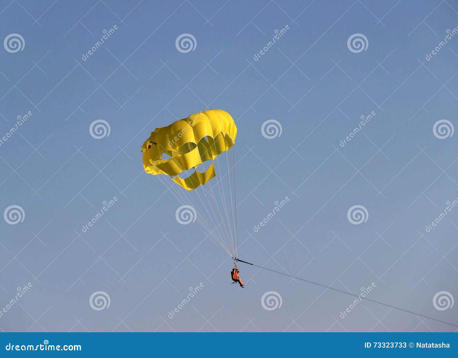 Yellow Parachute in the Sky Stock Image - Image of action, excitement ...
