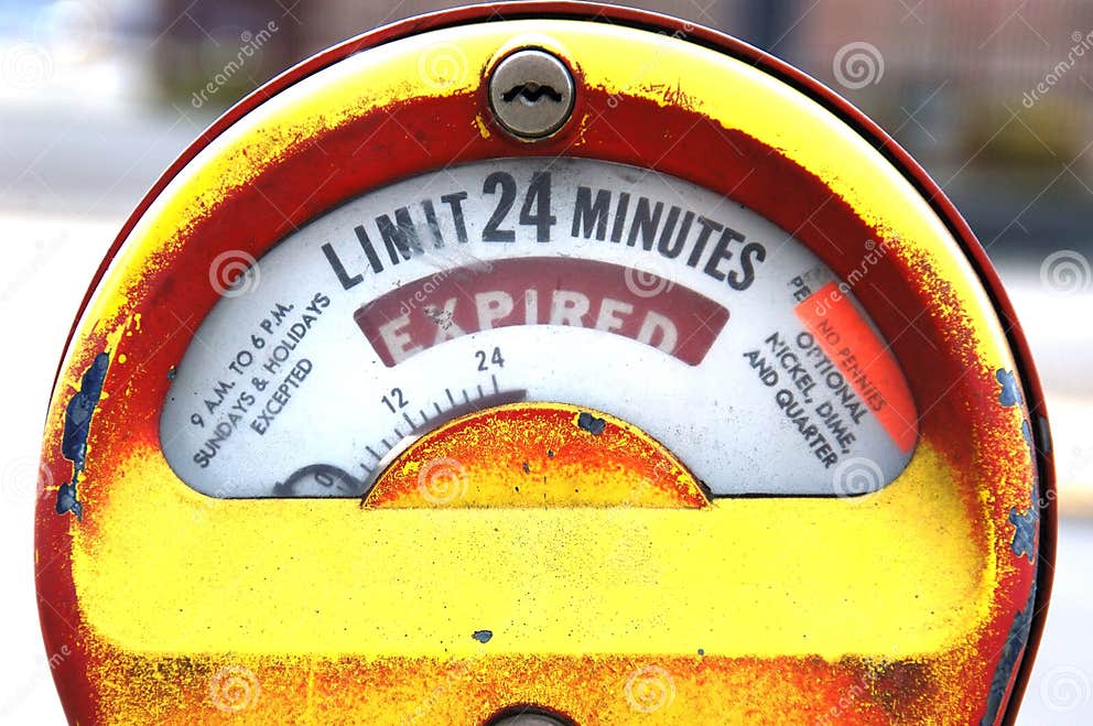 Yellow Parking Meter Expired Stock Image - Image of metal, life: 27970165
