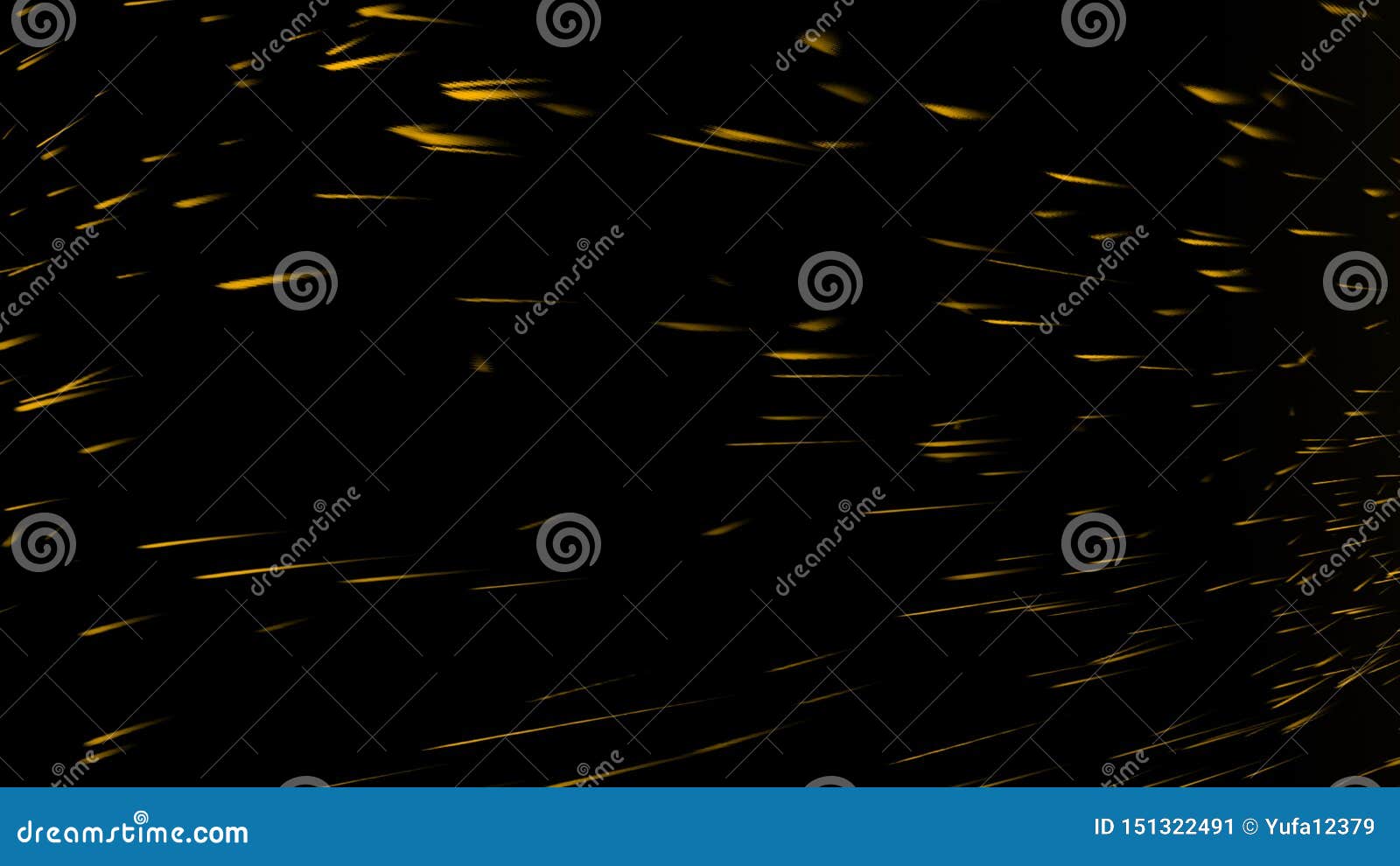 Yellow Particles Effect Dust Debris Isolated on Black Background ...