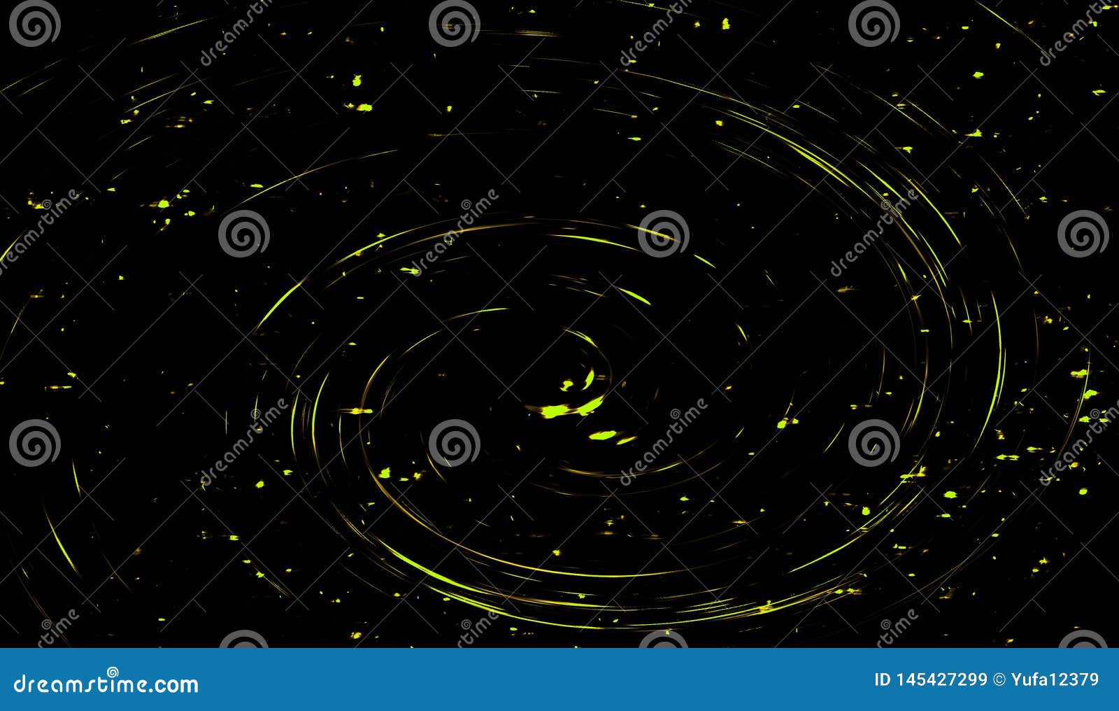 Yellow Particles Effect Dust Debris Isolated on Black Background ...