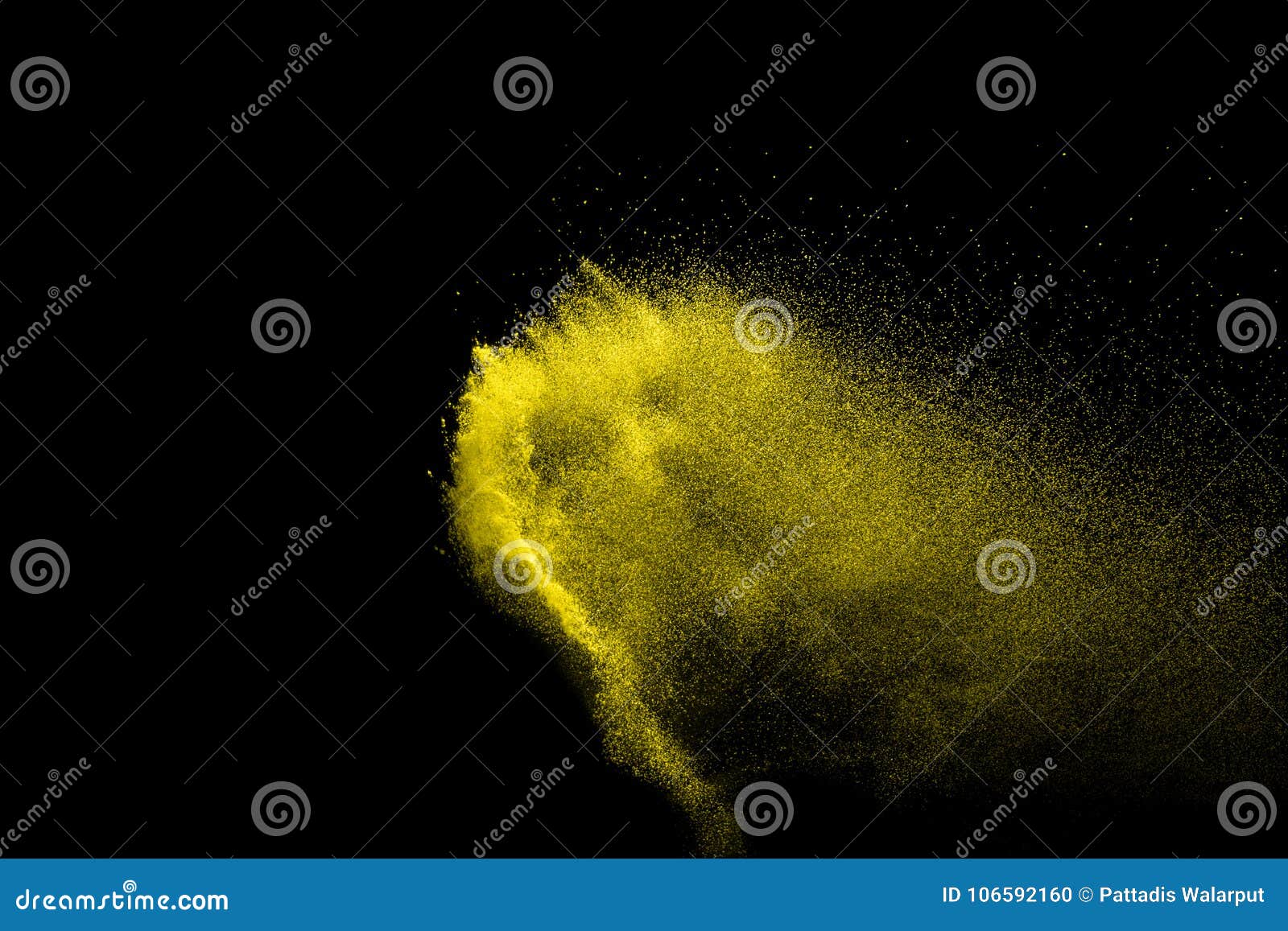Yellow Particles Explosion on Black Background. Stock Photo - Image of ...