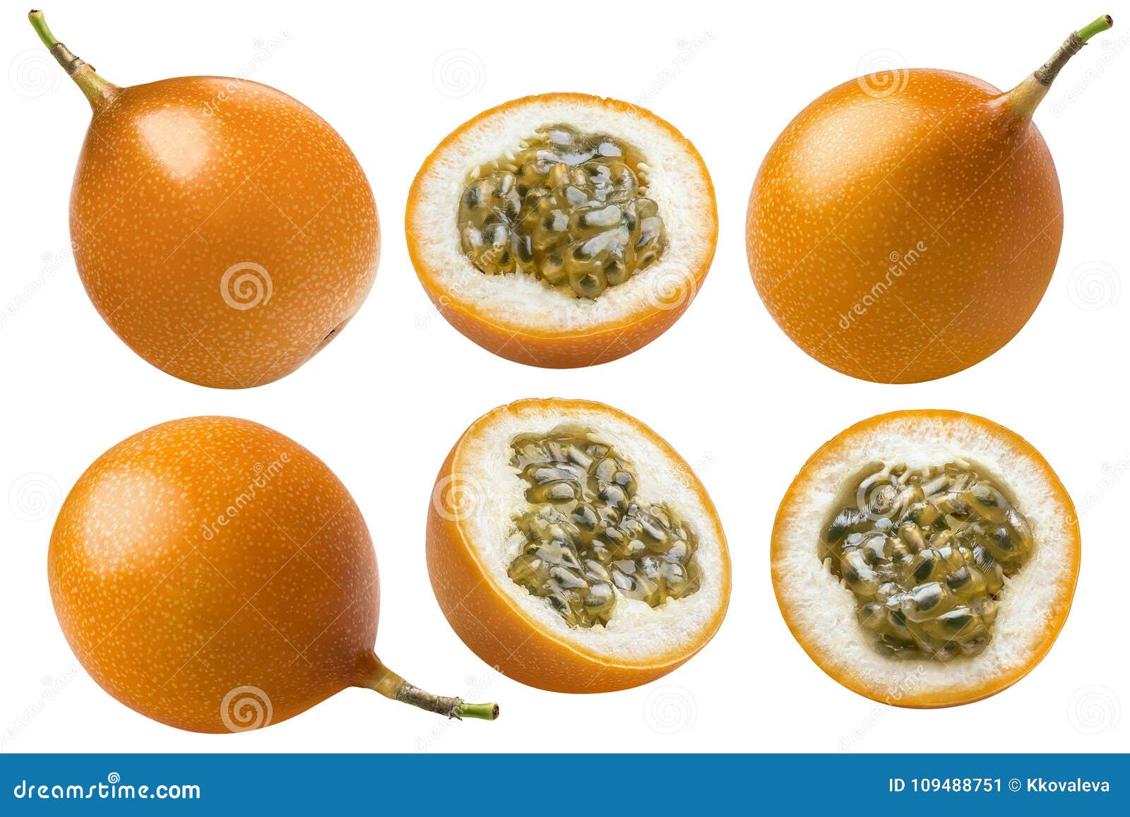 Yellow Passion Fruit With Green Leaf Isolate On White Background ...