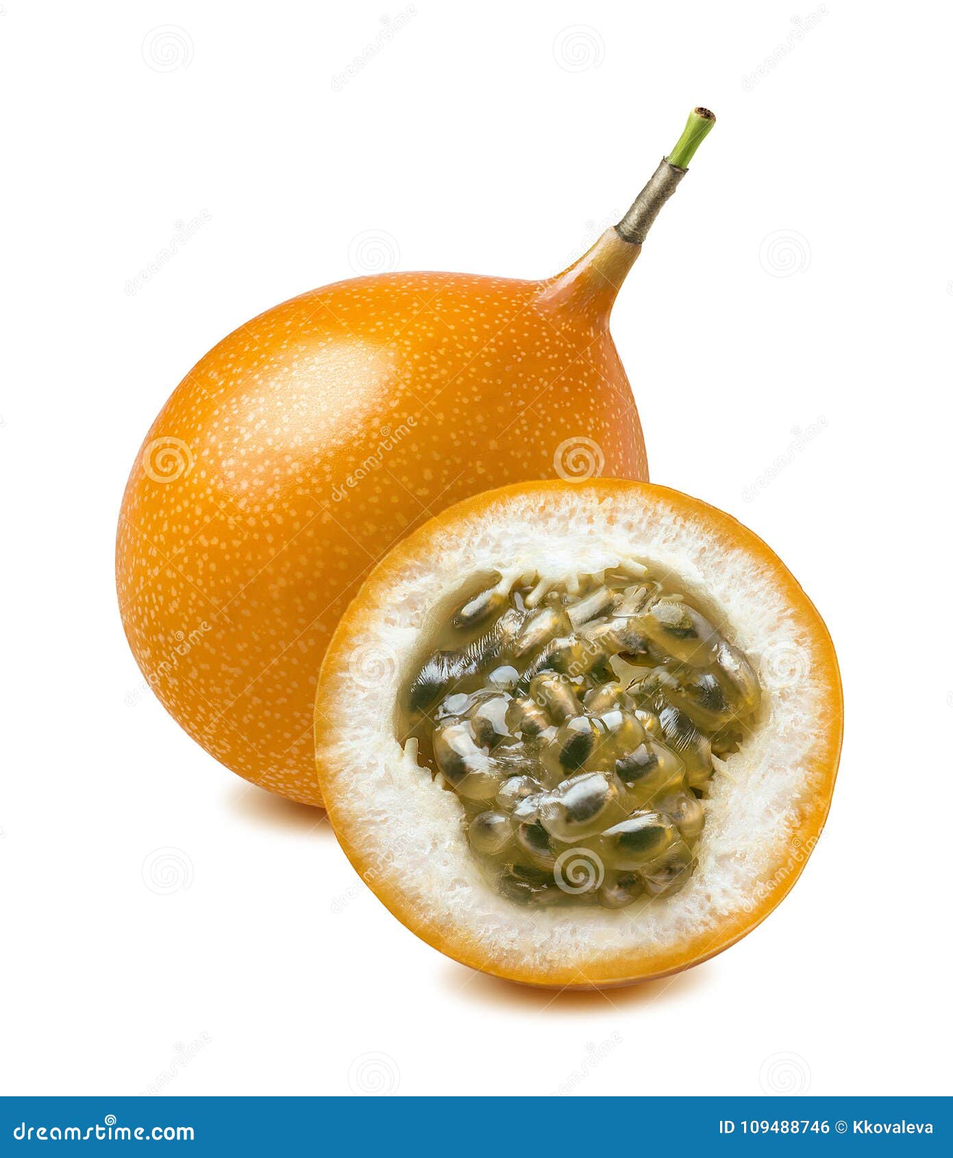 Yellow Passion Fruit With Green Leaf Isolate On White Background ...